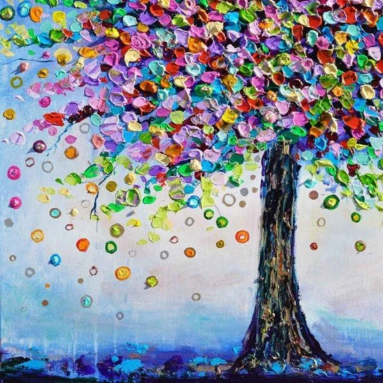 Tree of Harmony original painting textured impasto
